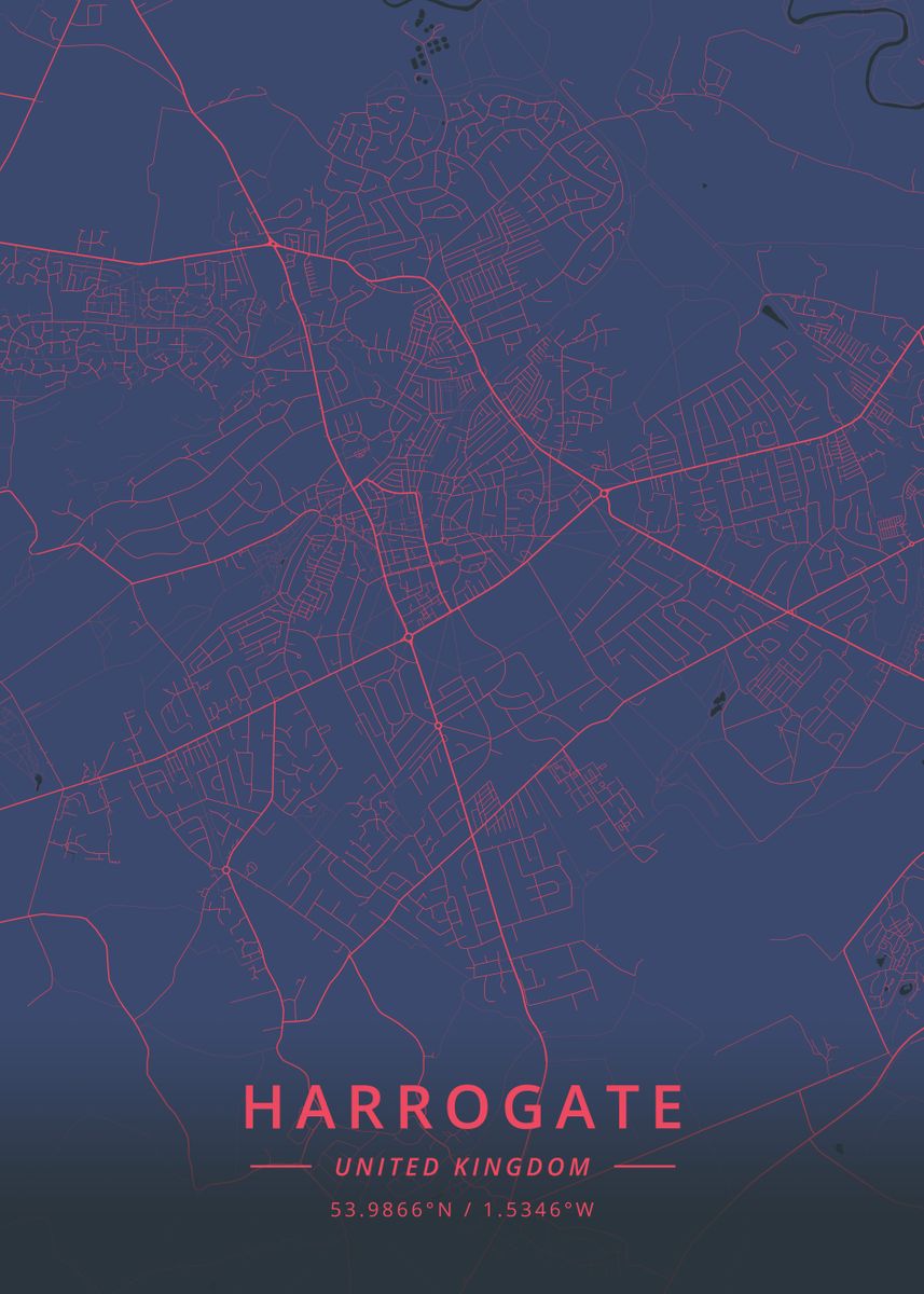 'Harrogate United Kingdom' Poster by Designer Map Art | Displate