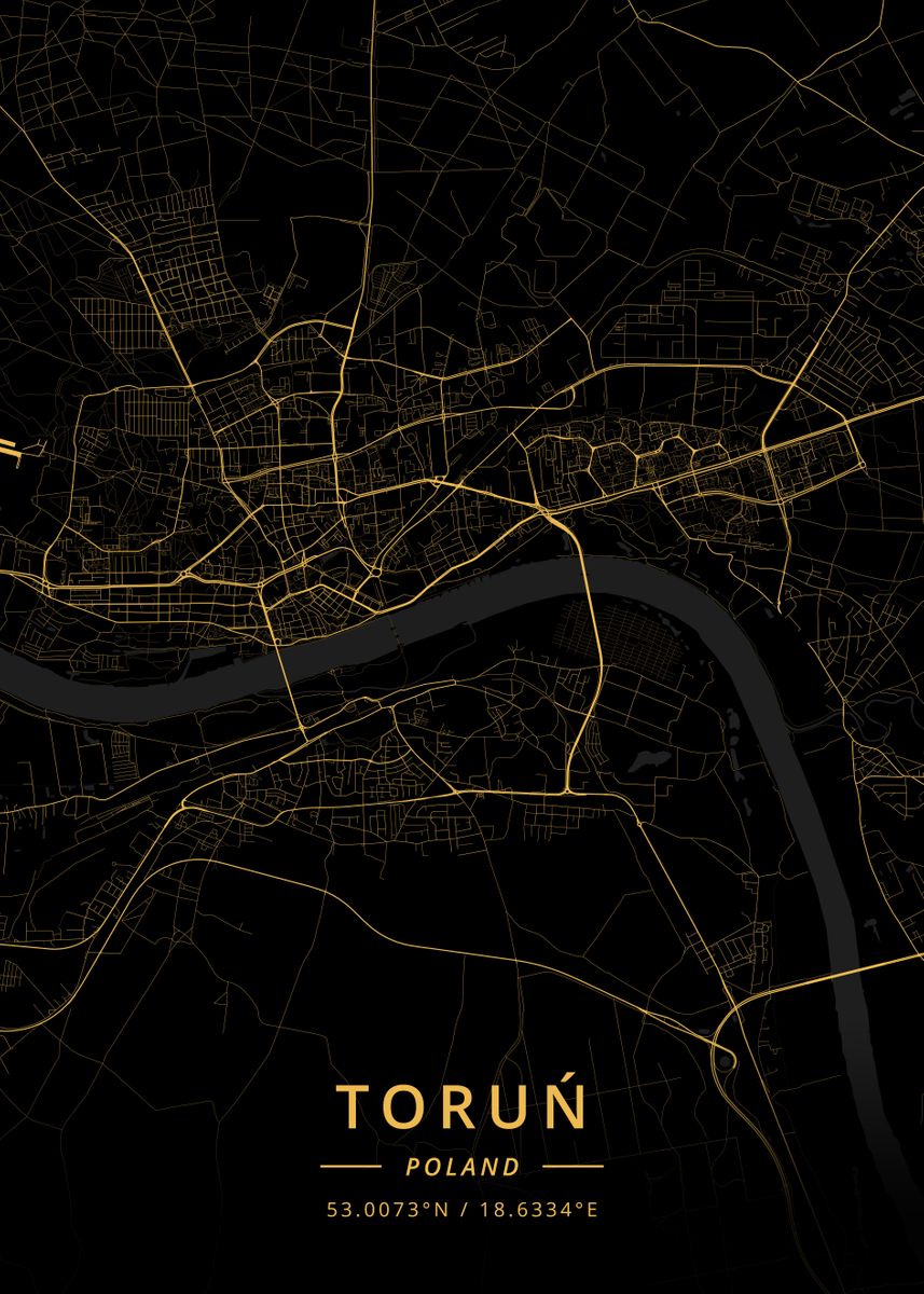 'Torun Poland' Poster, picture, metal print, paint by Designer Map Art ...