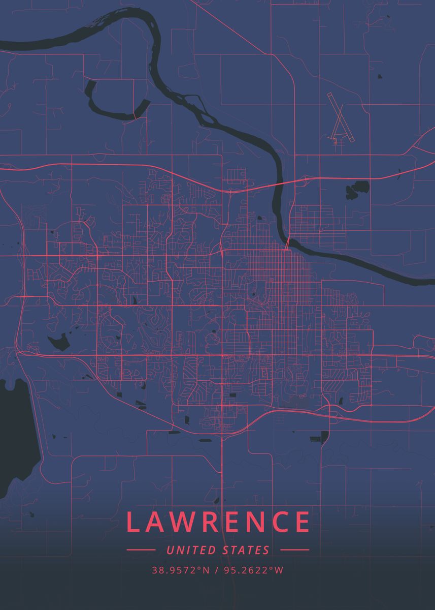 'Lawrence United States' Poster, picture, metal print, paint by ...