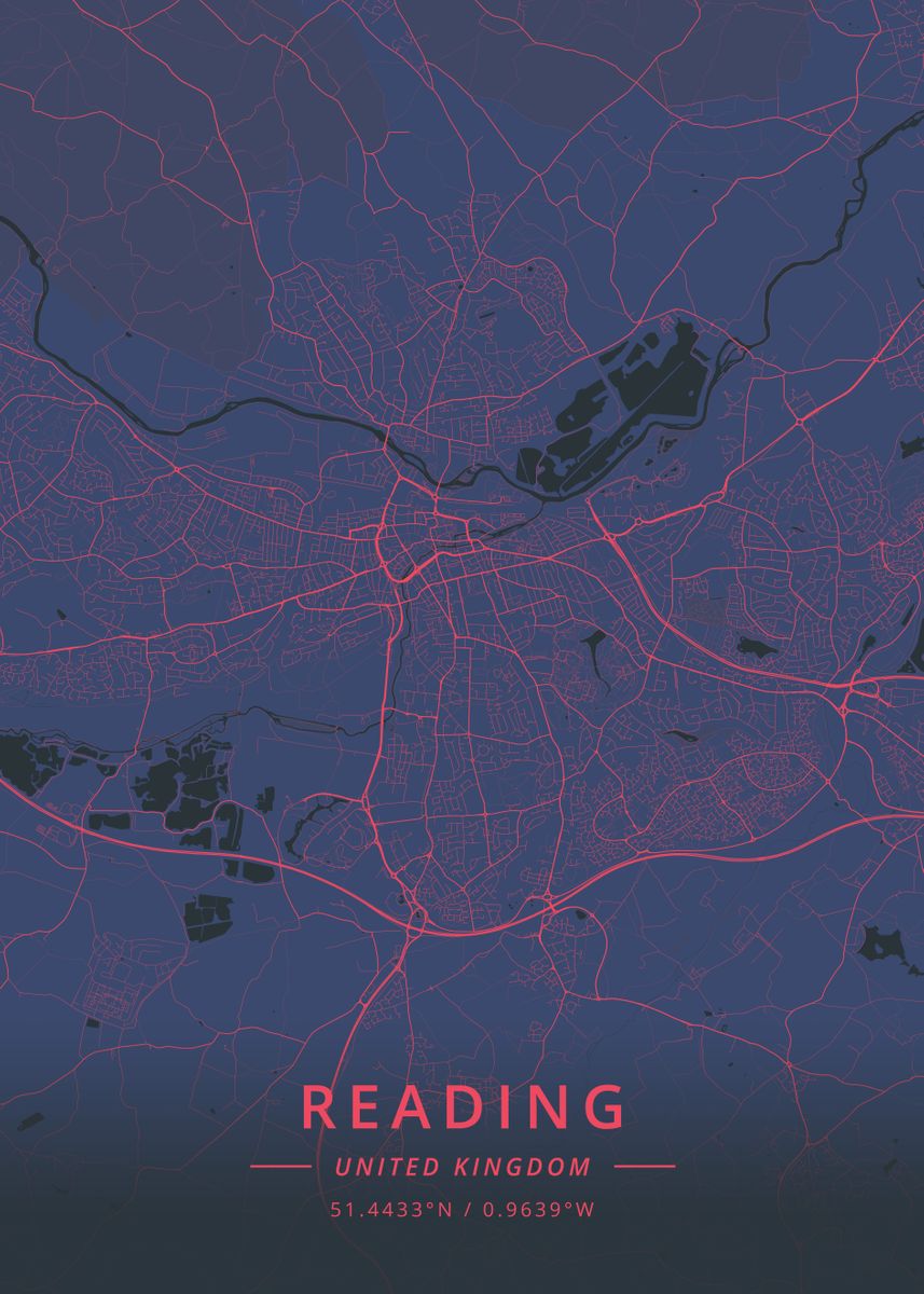 'Reading United Kingdom' Poster, picture, metal print, paint by ...