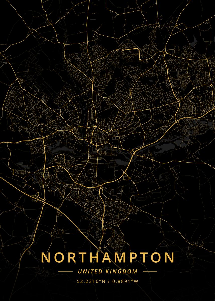 'Northampton UK' Poster by Designer Map Art | Displate