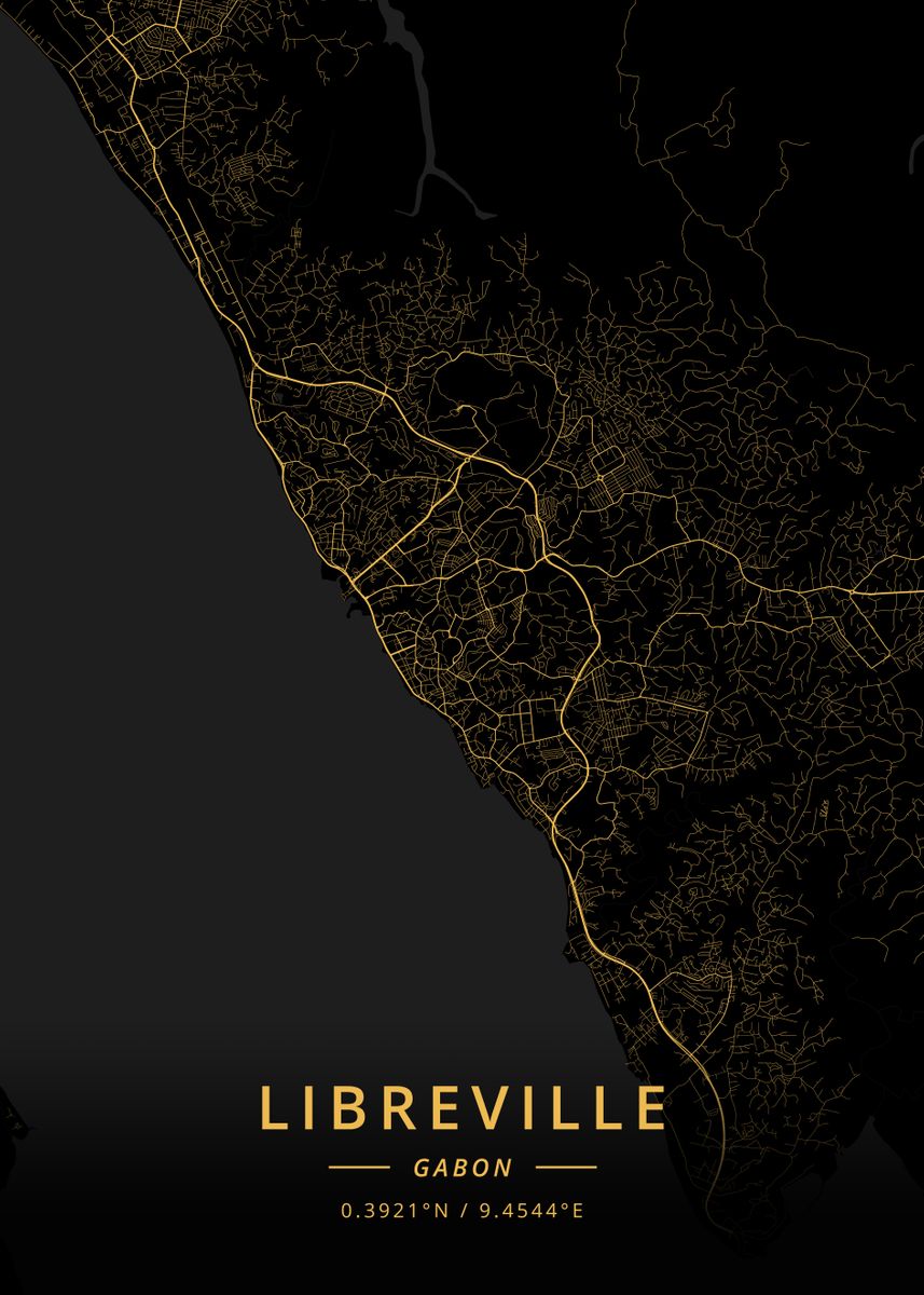 'Libreville Gabon' Poster, picture, metal print, paint by Designer Map ...
