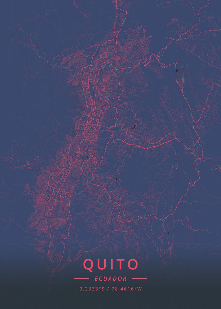 'Quito Ecuador' Poster, picture, metal print, paint by Designer Map Art ...