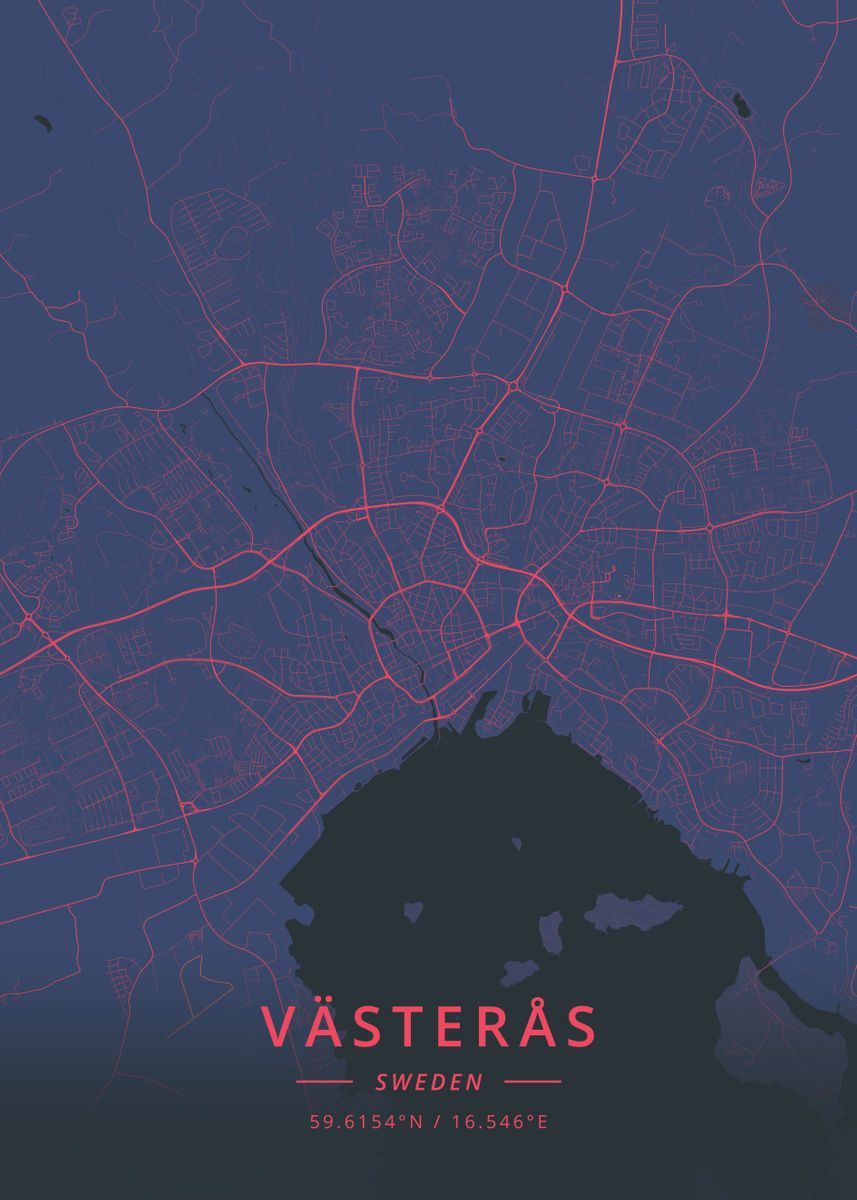 'Vasteras Sweden' Poster, picture, metal print, paint by Designer Map ...