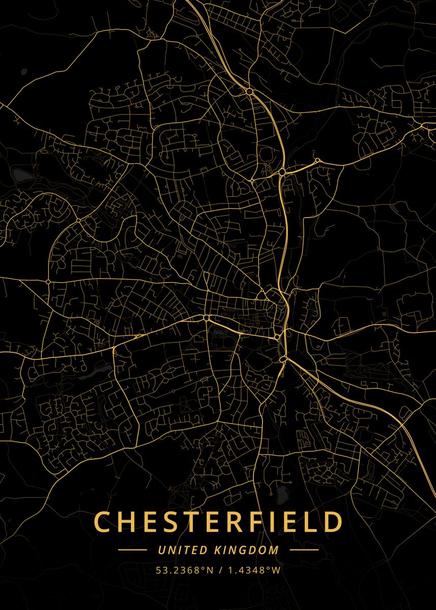 'Chesterfield UK' Poster, picture, metal print, paint by Designer Map ...