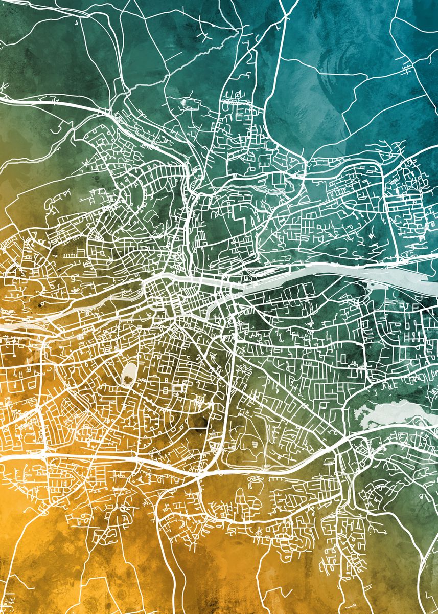 'Cork Ireland Map' Poster, picture, metal print, paint by Michael ...