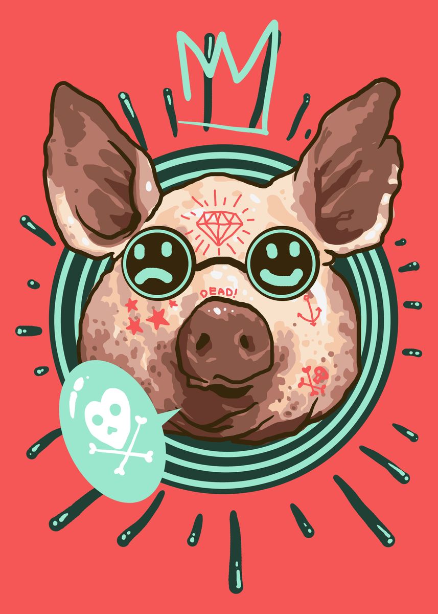 'king of pig' Poster, picture, metal print, paint by doni pacoceng ...