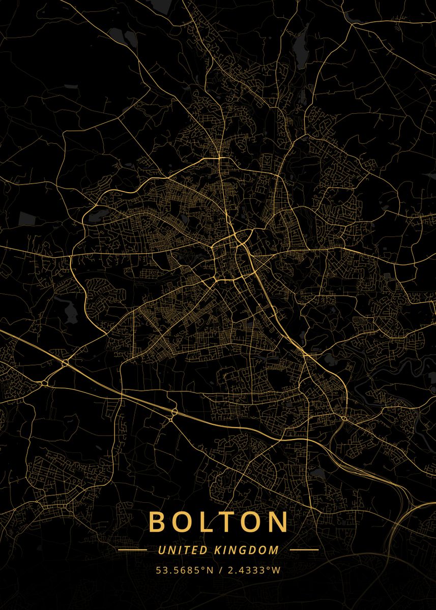 'Bolton United Kingdom' Poster by Designer Map Art | Displate
