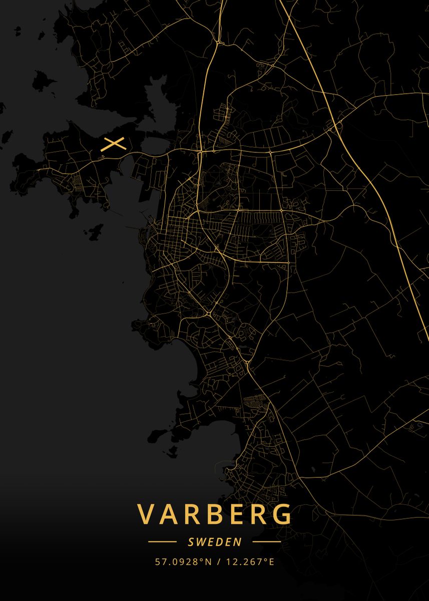'Varberg Sweden' Poster, picture, metal print, paint by Designer Map ...