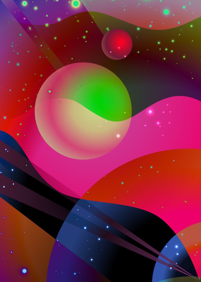 'Space Tune' Poster, picture, metal print, paint by Maria Kar | Displate