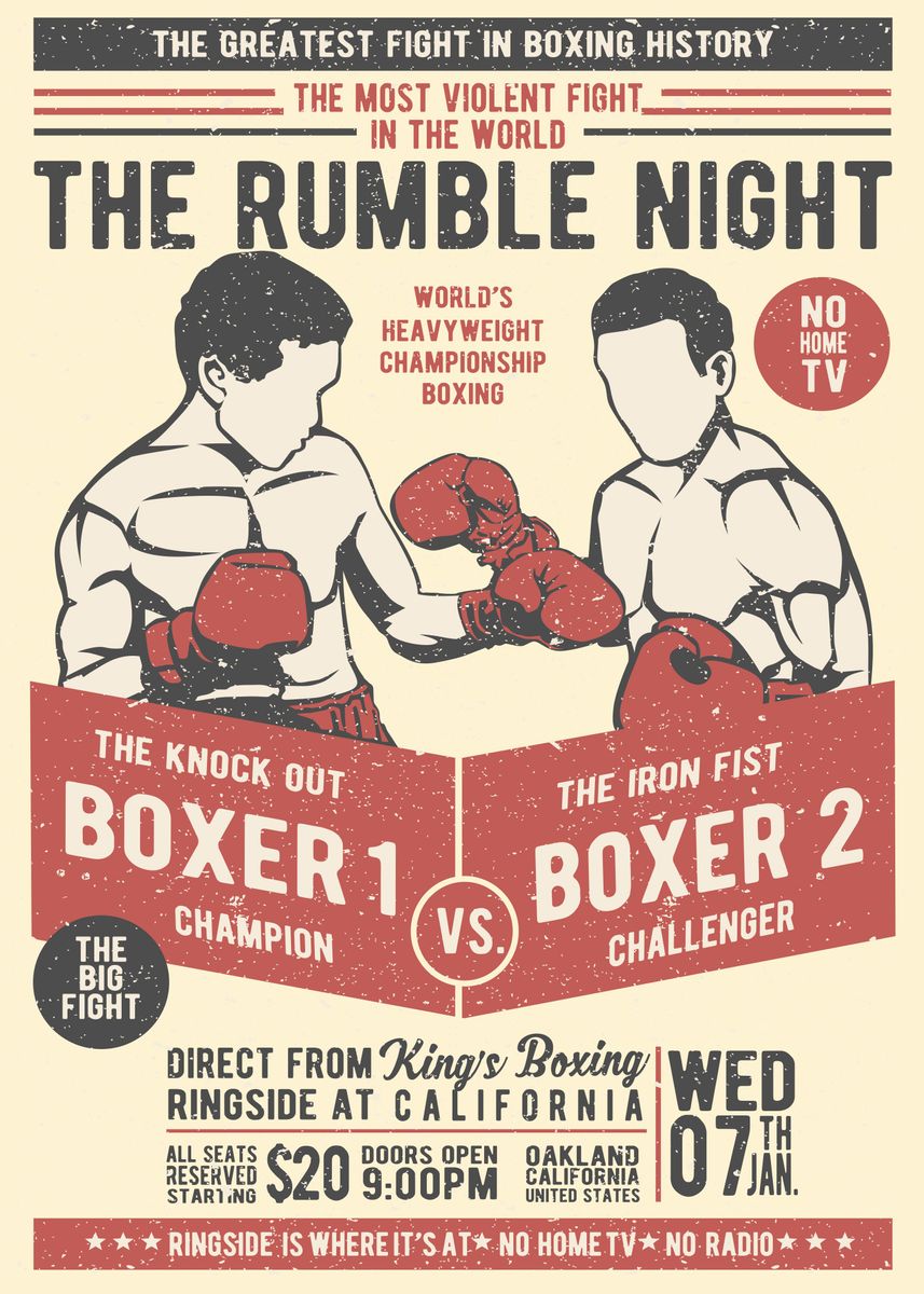'Boxing Rumble' Poster, picture, metal print, paint by Chris Simmons ...