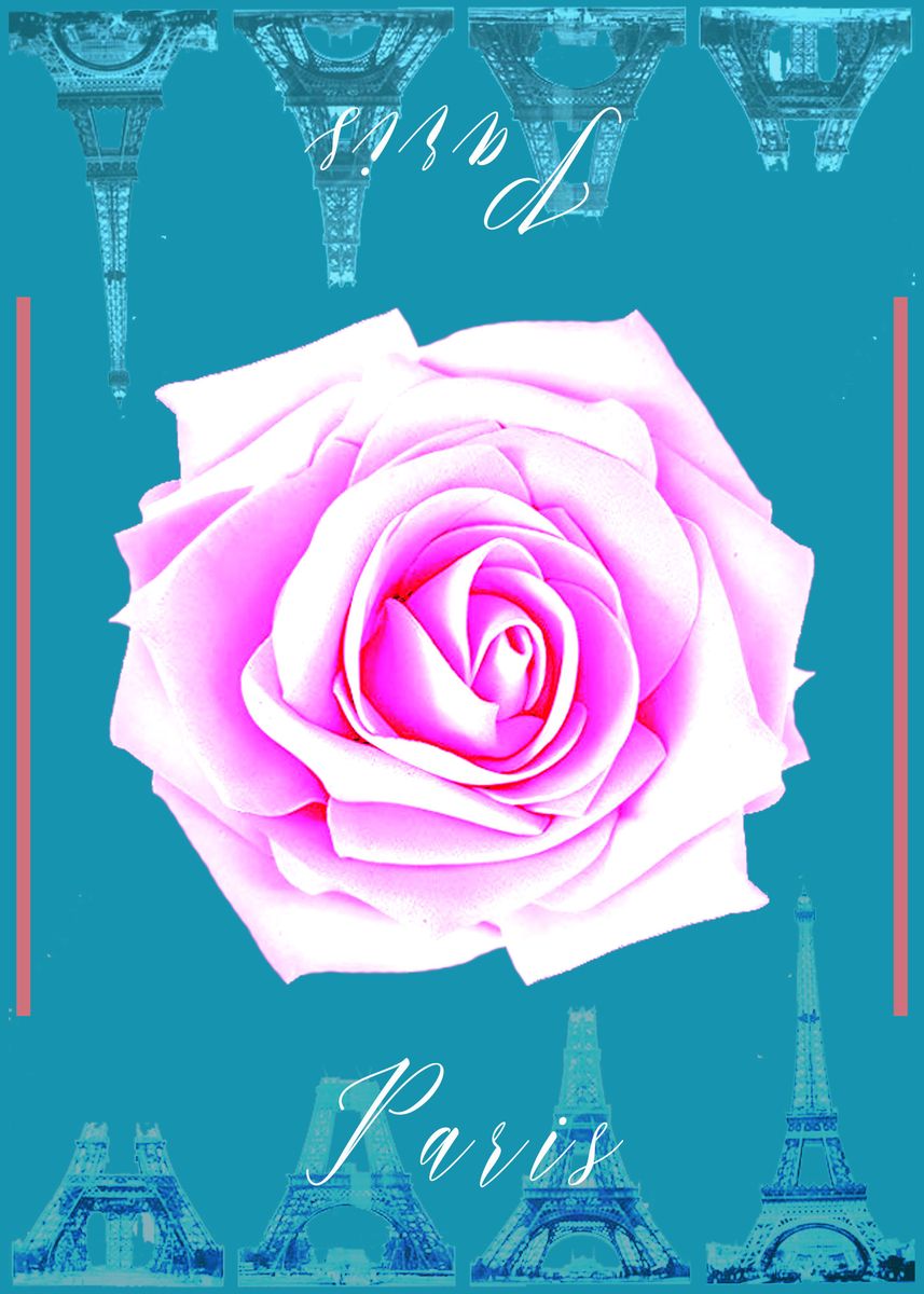 'Paris Rose' Poster, picture, metal print, paint by Saulo Furtado ...