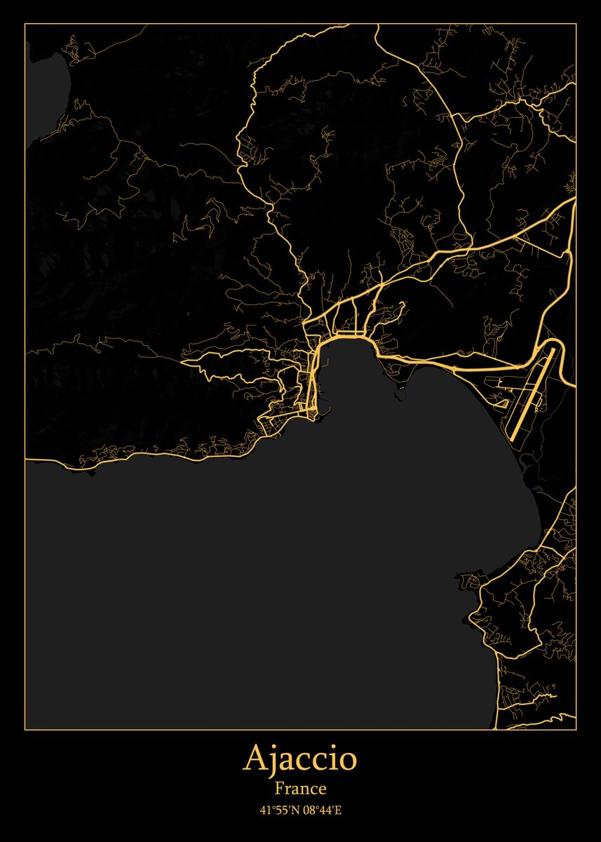 'Ajaccio France map' Poster by Iwoko | Displate
