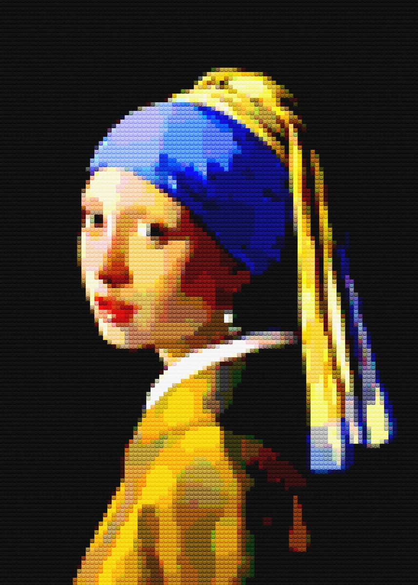 'Girl with a Lego Earring' Poster by Andrew Treherne | Displate