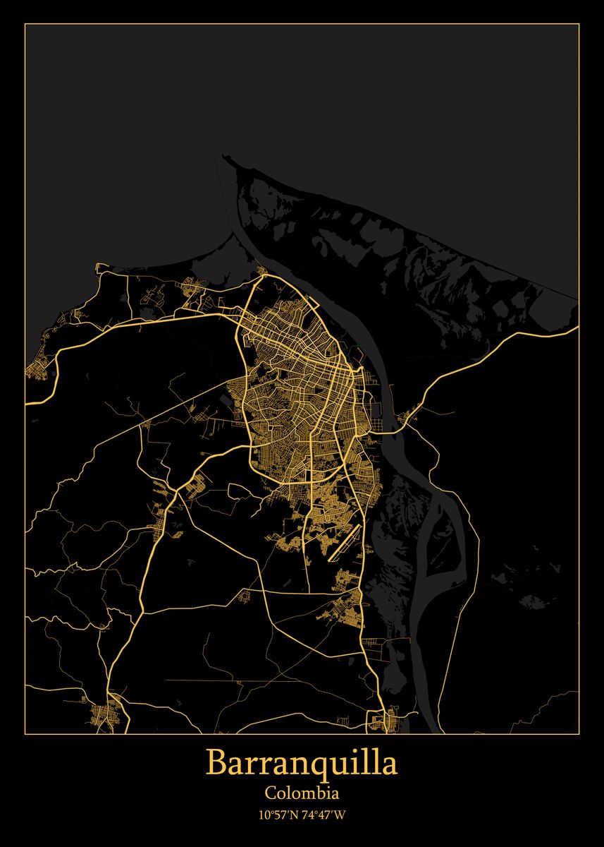 'Barranquilla Colombia map' Poster by Iwoko | Displate