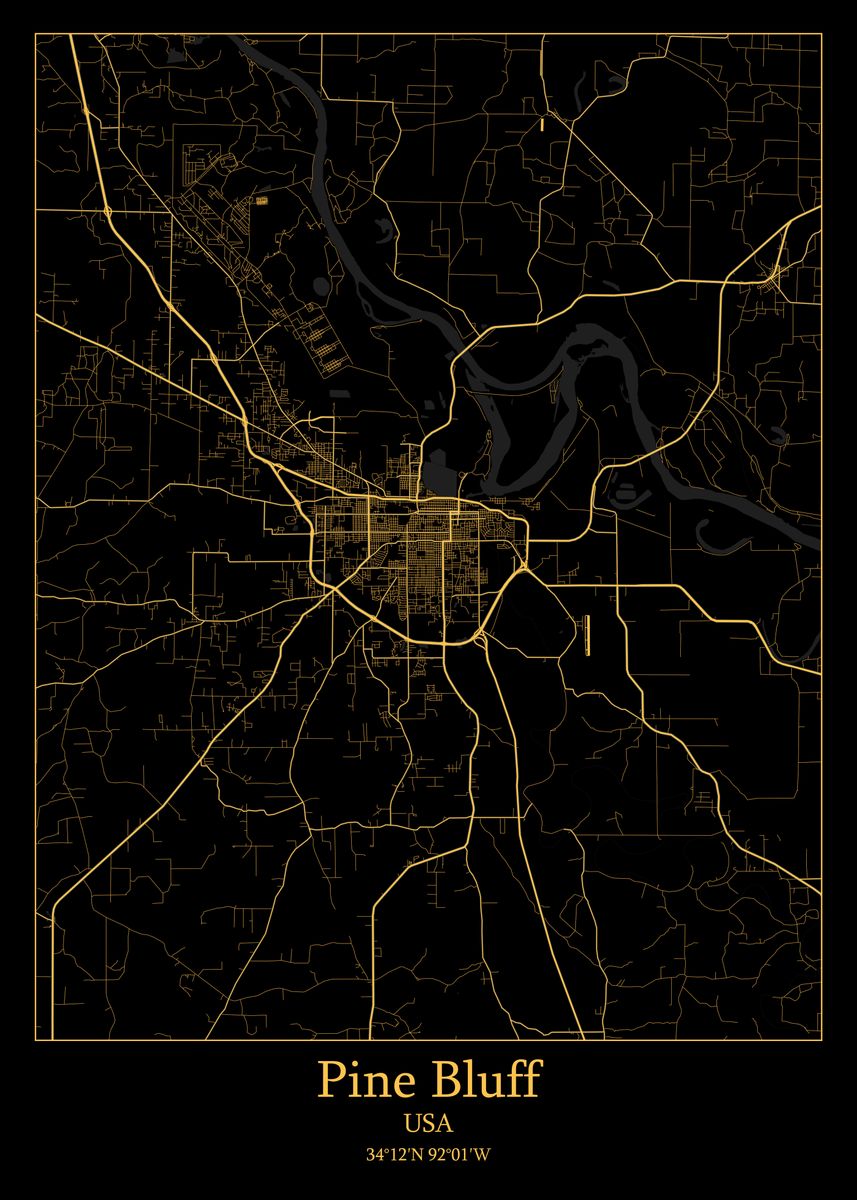 'Pine Bluff USA' Poster, picture, metal print, paint by Iwoko | Displate