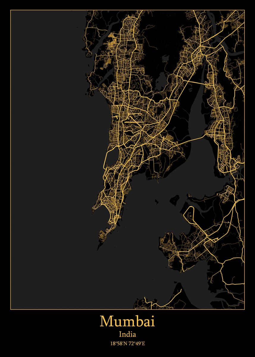 'Mumbai India map' Poster by Iwoko | Displate
