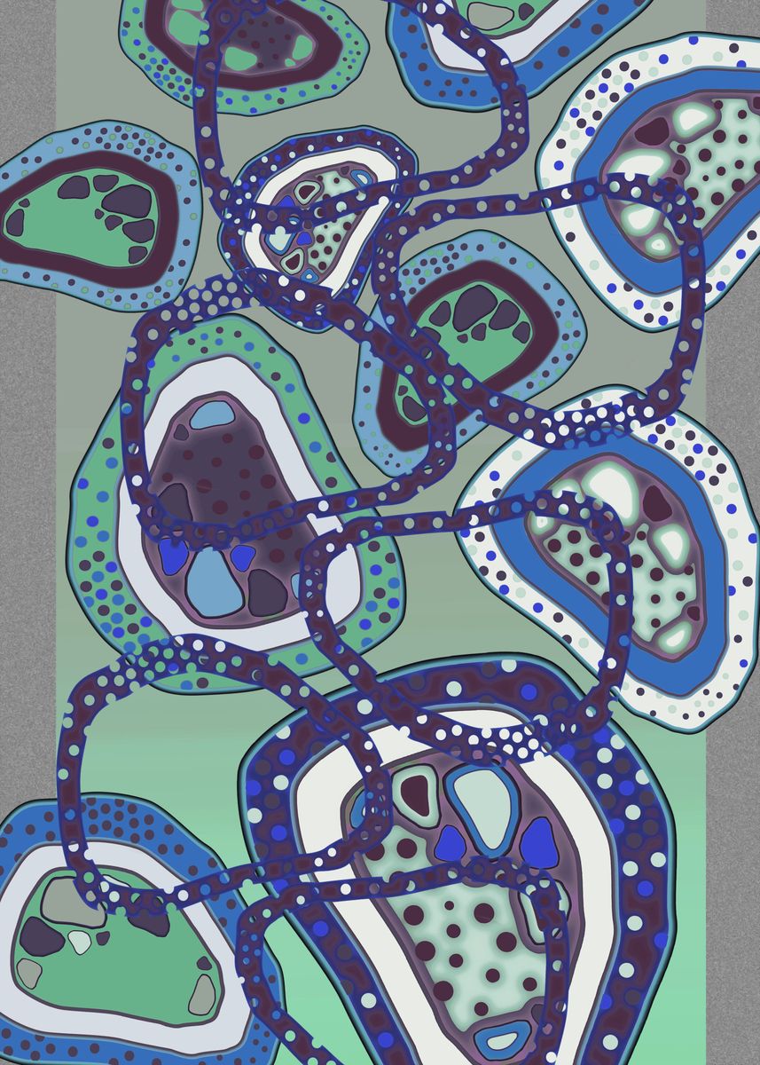 'Cosmic Cells' Poster, picture, metal print, paint by Milka Rodic ...