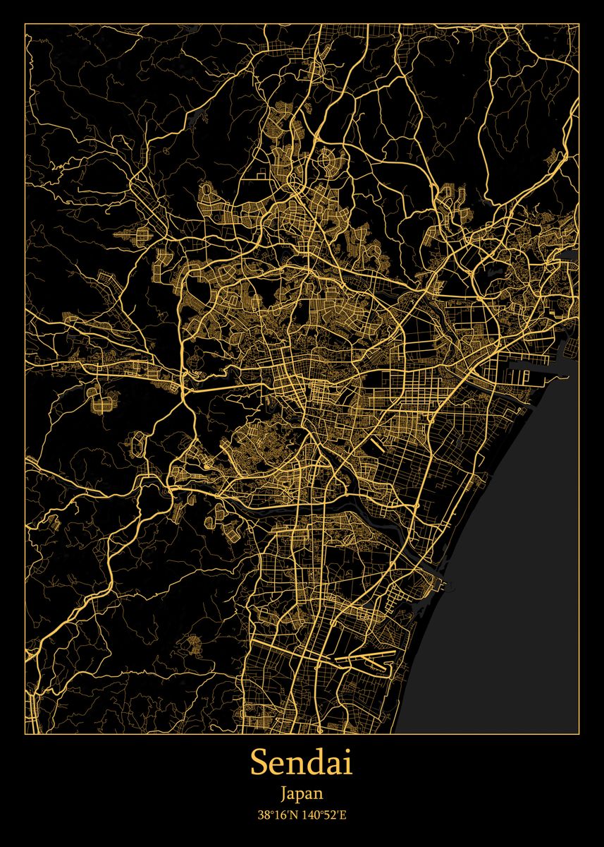 'Sendai Japan' Poster, picture, metal print, paint by Iwoko | Displate