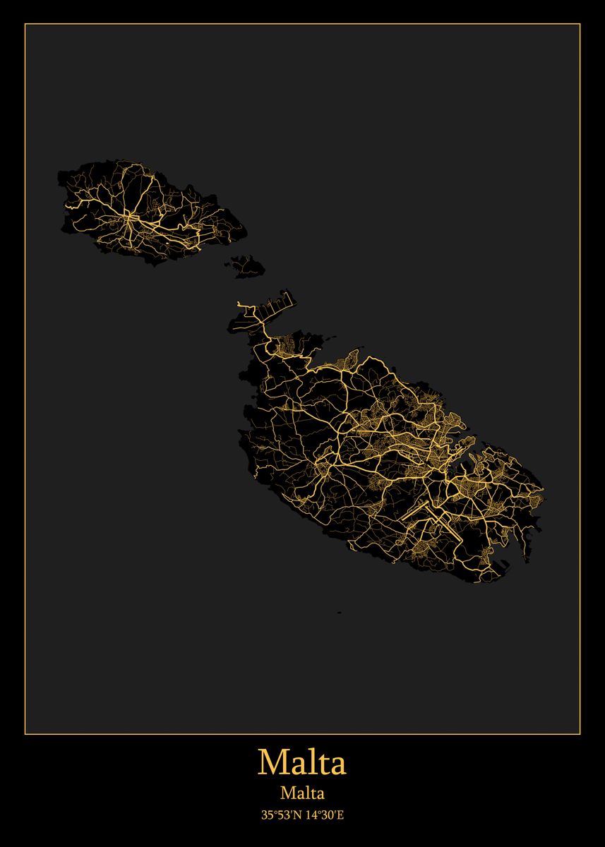 'Malta map' Poster, picture, metal print, paint by Iwoko | Displate
