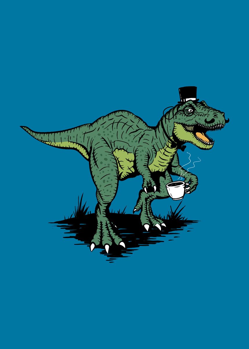 'Tea Rex' Poster, picture, metal print, paint by Steven Toang | Displate