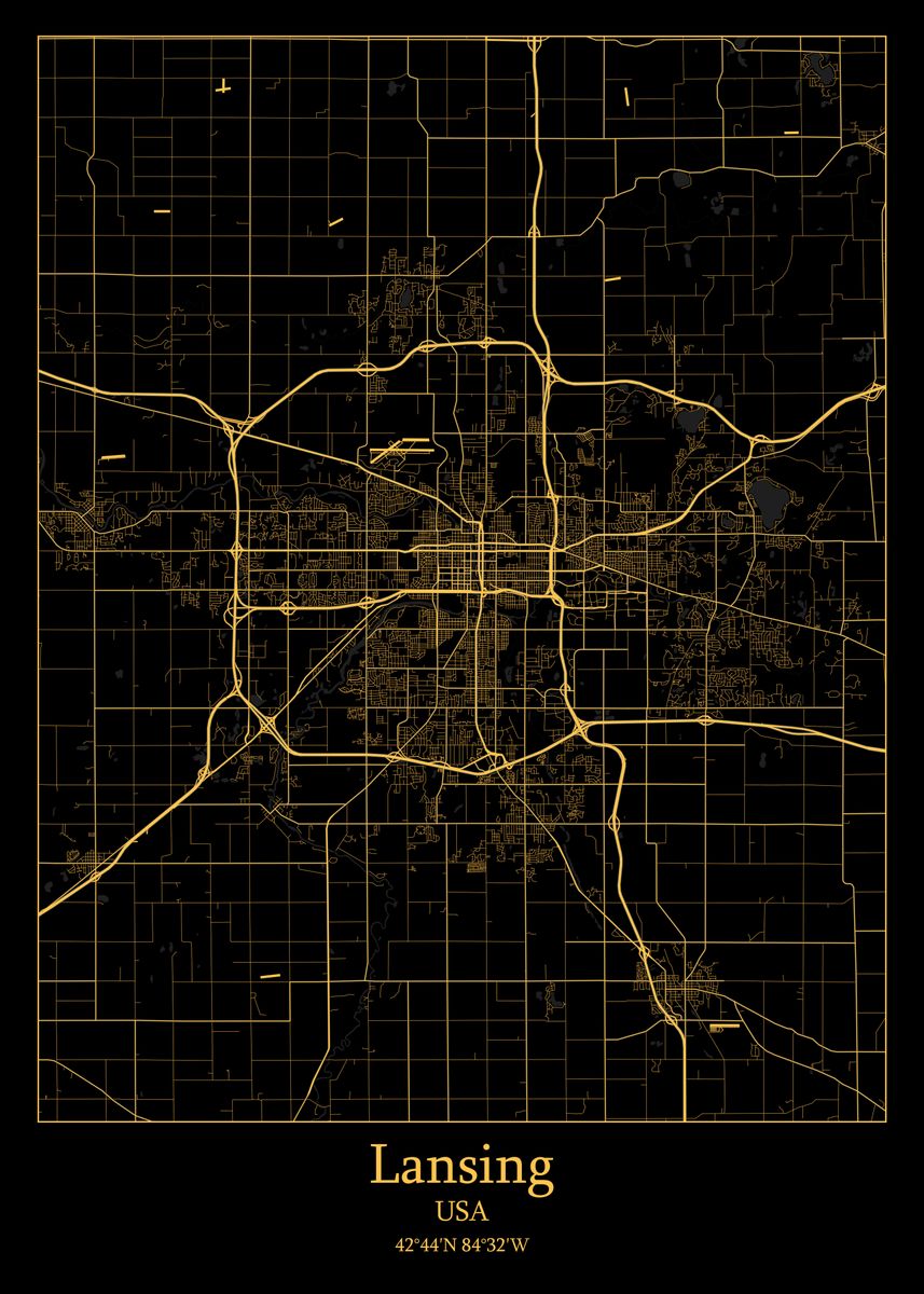 'Lansing USA' Poster, picture, metal print, paint by Iwoko | Displate