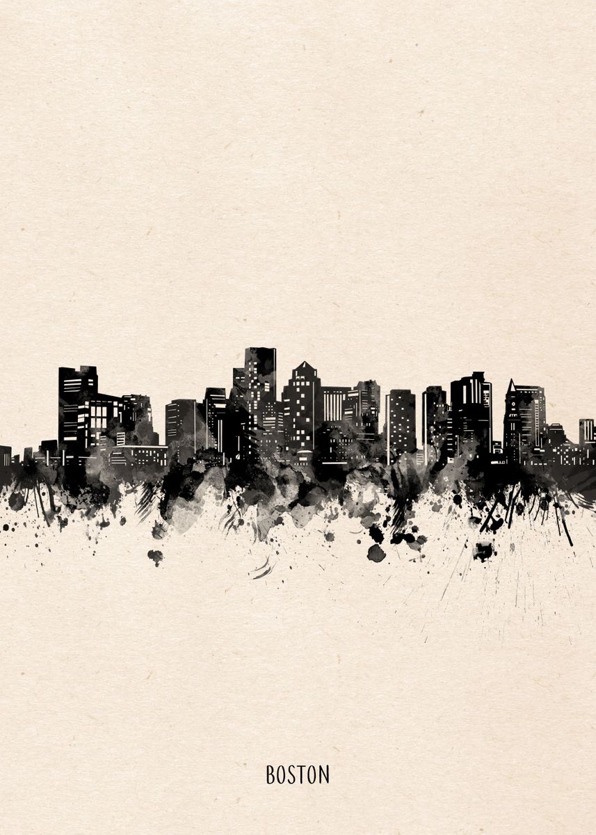 'boston city portrait' Poster, picture, metal print, paint by Bekim Art ...