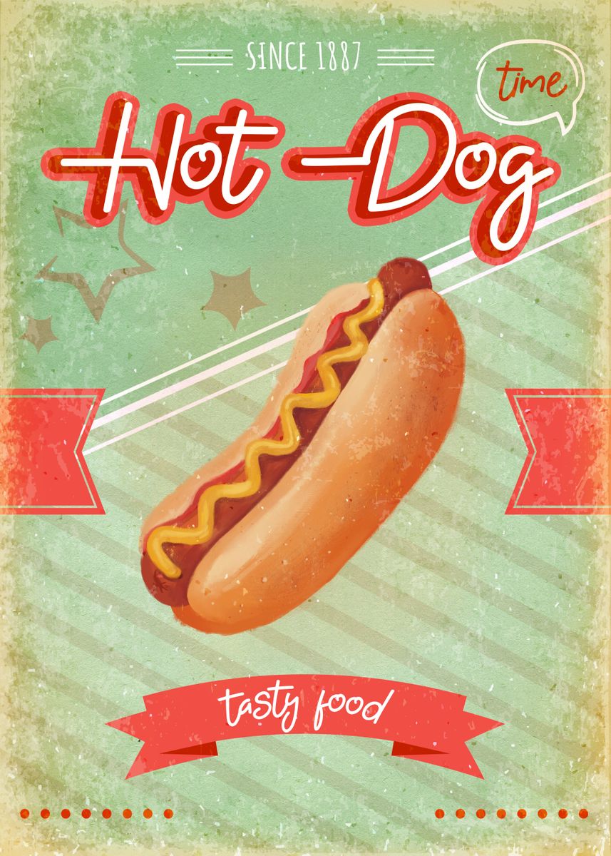 'Hot Dog' Poster, picture, metal print, paint by Sunny Night | Displate