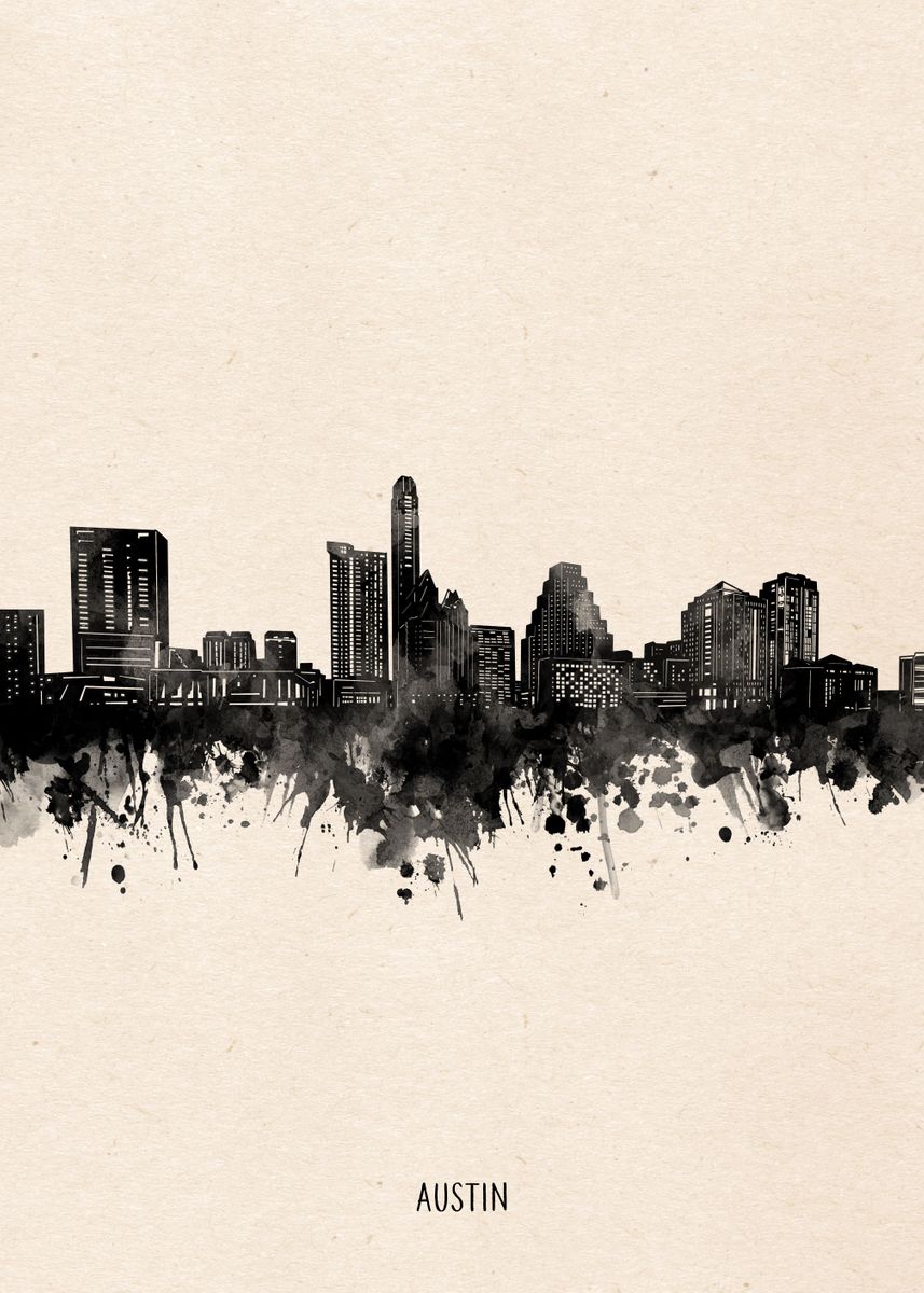 'austin city portrait' Poster by Bekim Art | Displate