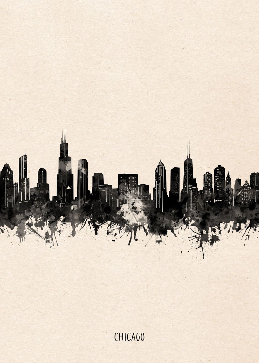 'chicago city portrait' Poster, picture, metal print, paint by Bekim ...