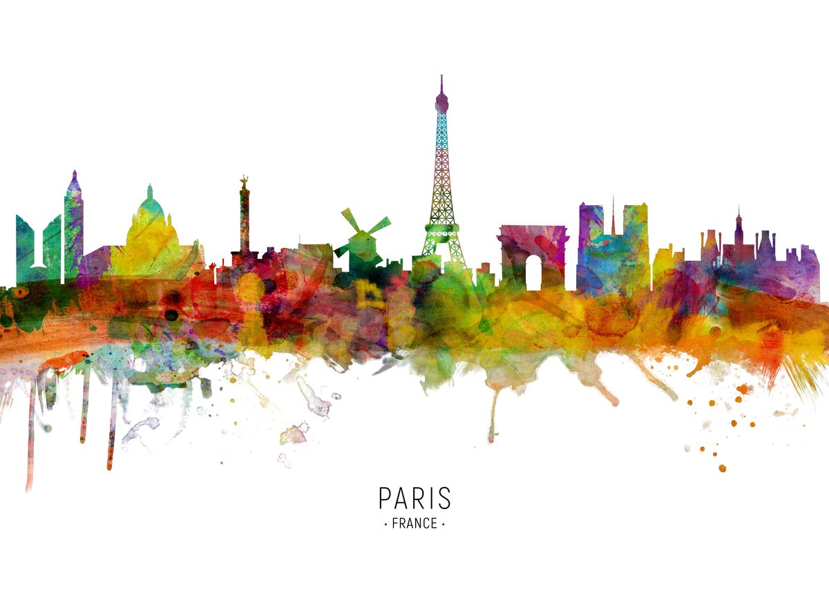 'Paris France Skyline' Poster by Michael Tompsett | Displate