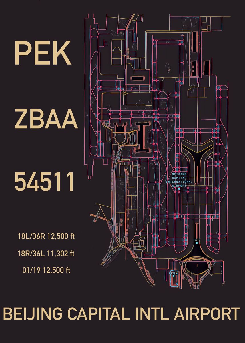 'PEK Beijing Airport' Poster, picture, metal print, paint by Helge Art ...