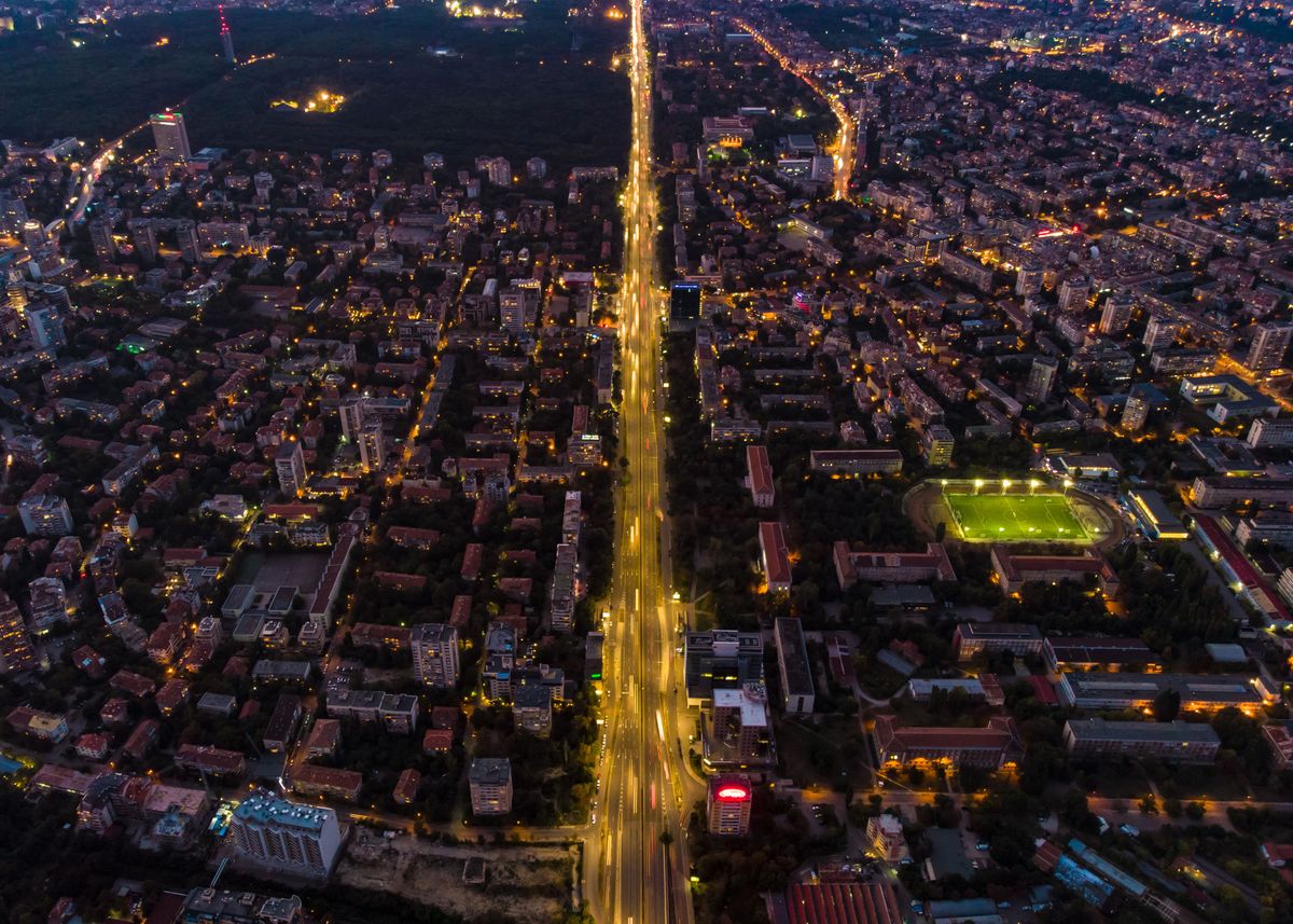 'Night street in city' Poster by Dimitar Savov | Displate