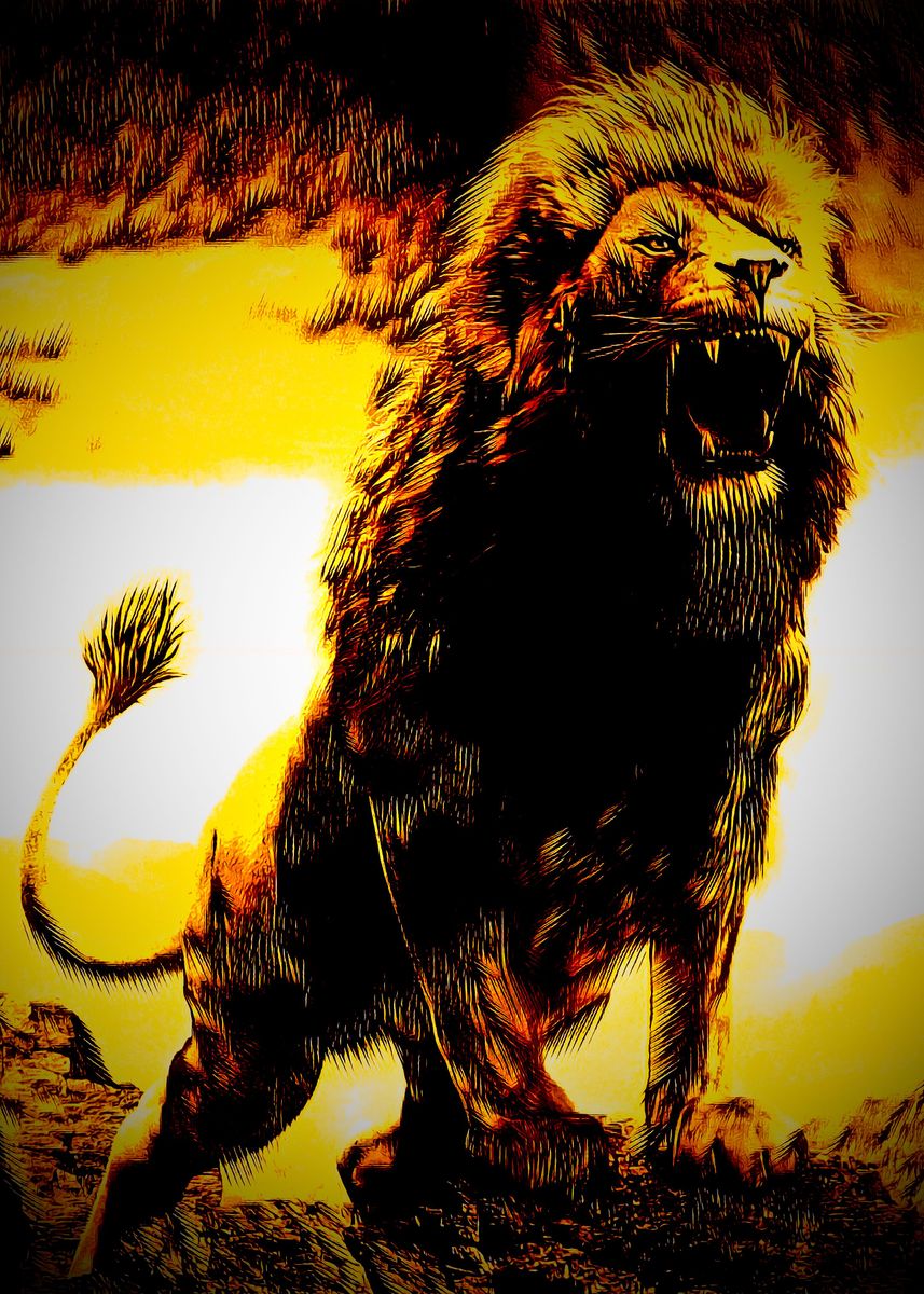 'Golden Lion' Poster, picture, metal print, paint by ANDRE MCKAY | Displate