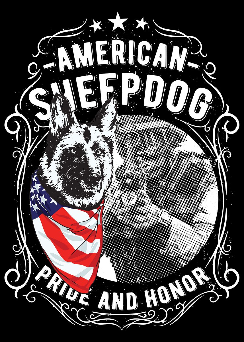 'Sheepdog' Poster, picture, metal print, paint by Chris Simmons | Displate