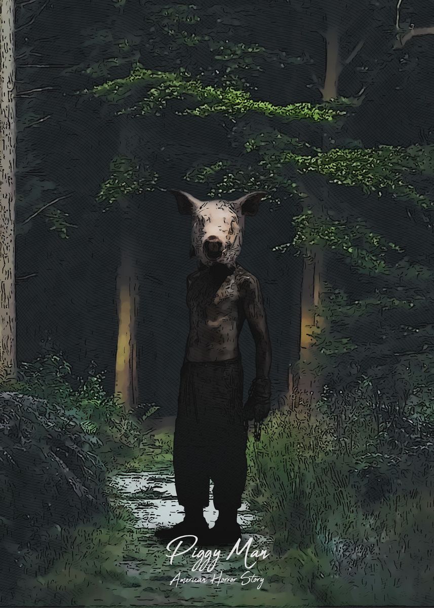 'Piggy Man' Poster, picture, metal print, paint by Apo | Displate