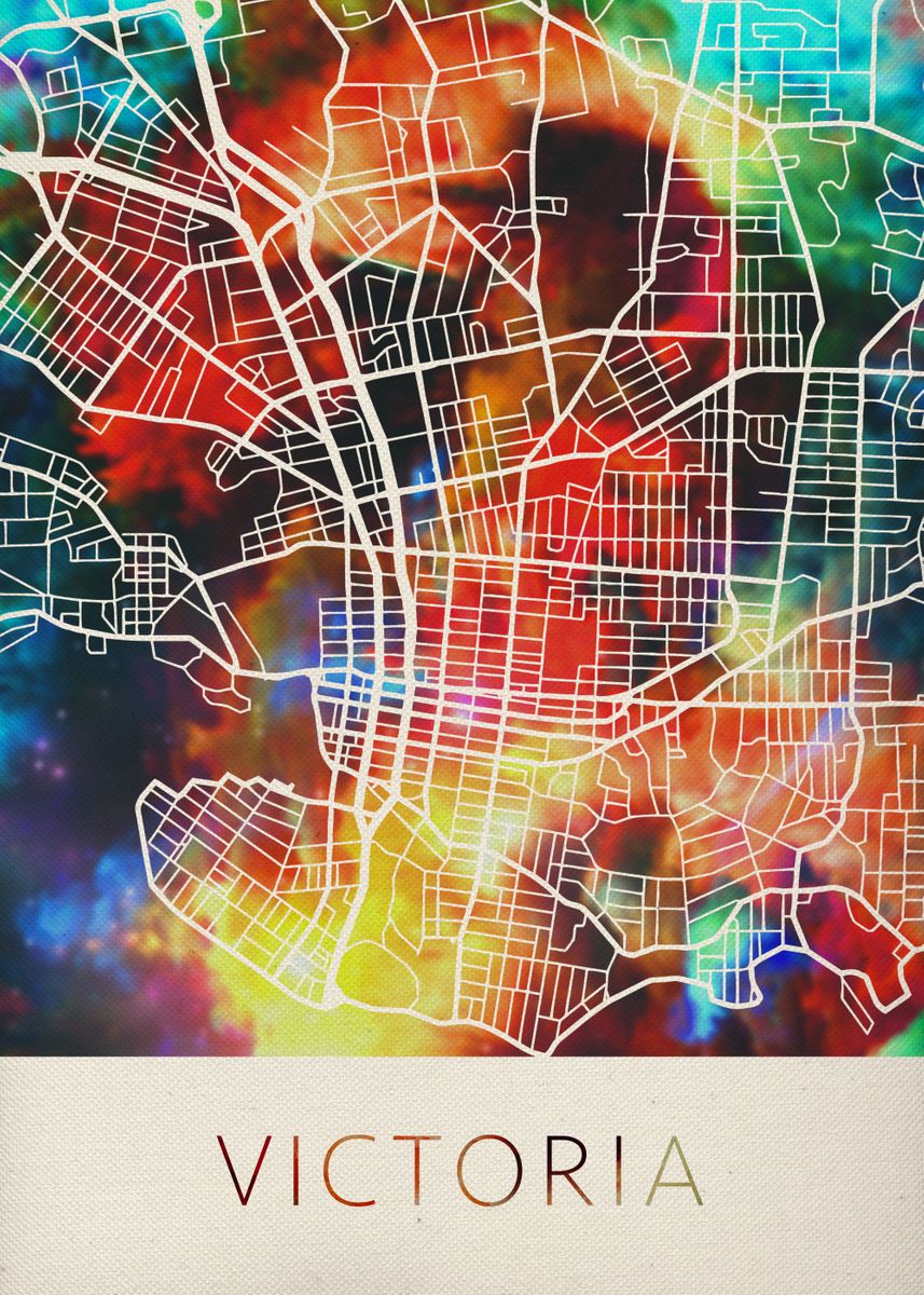 'Victoria Watercolor Map' Poster, picture, metal print, paint by Design ...