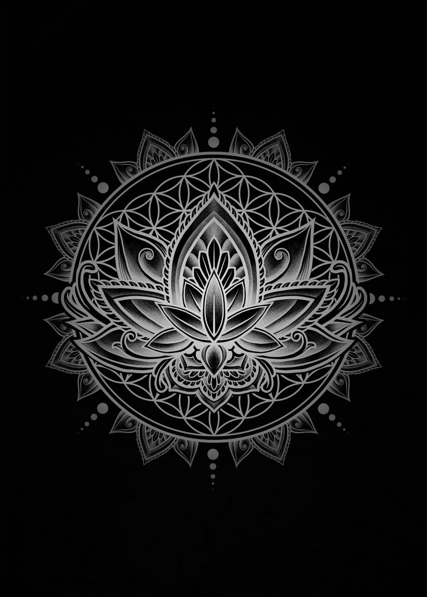 'Lotus Mandala 008' Poster by Angoes25 Artstudio | Displate