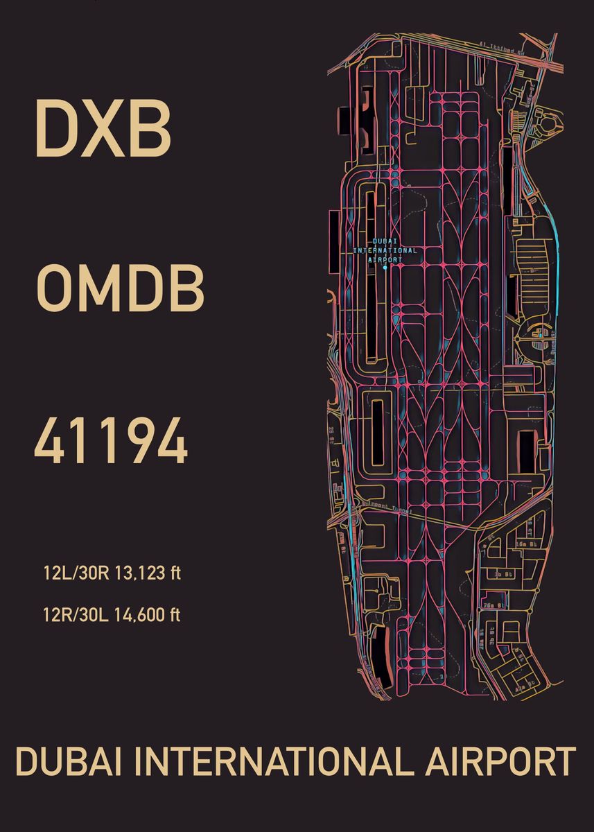 'DXB Dubai Airport' Poster by Helge Art | Displate