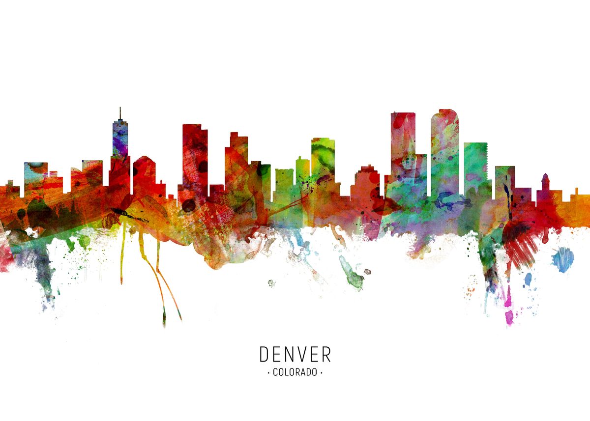 'Denver Colorado Skyline' Poster by Michael Tompsett | Displate