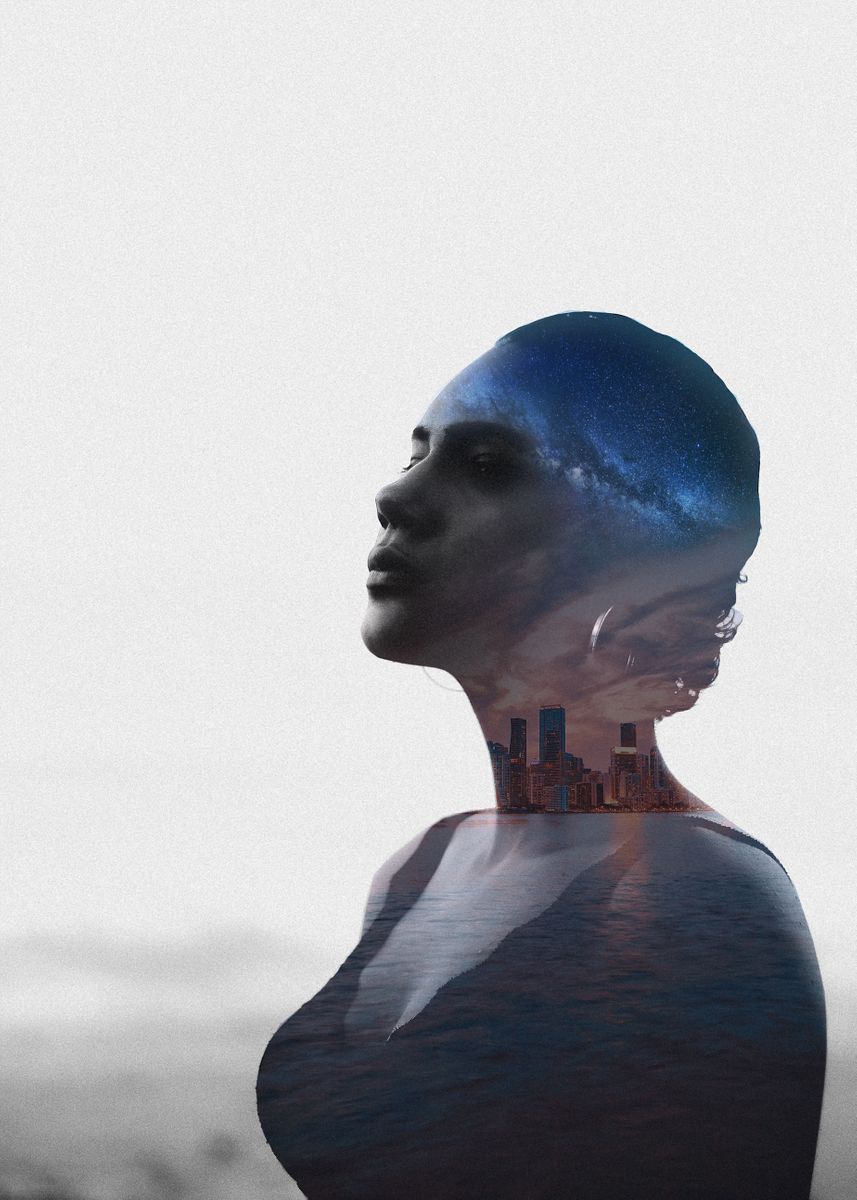 'Double exposure woman' Poster, picture, metal print, paint by Milos ...