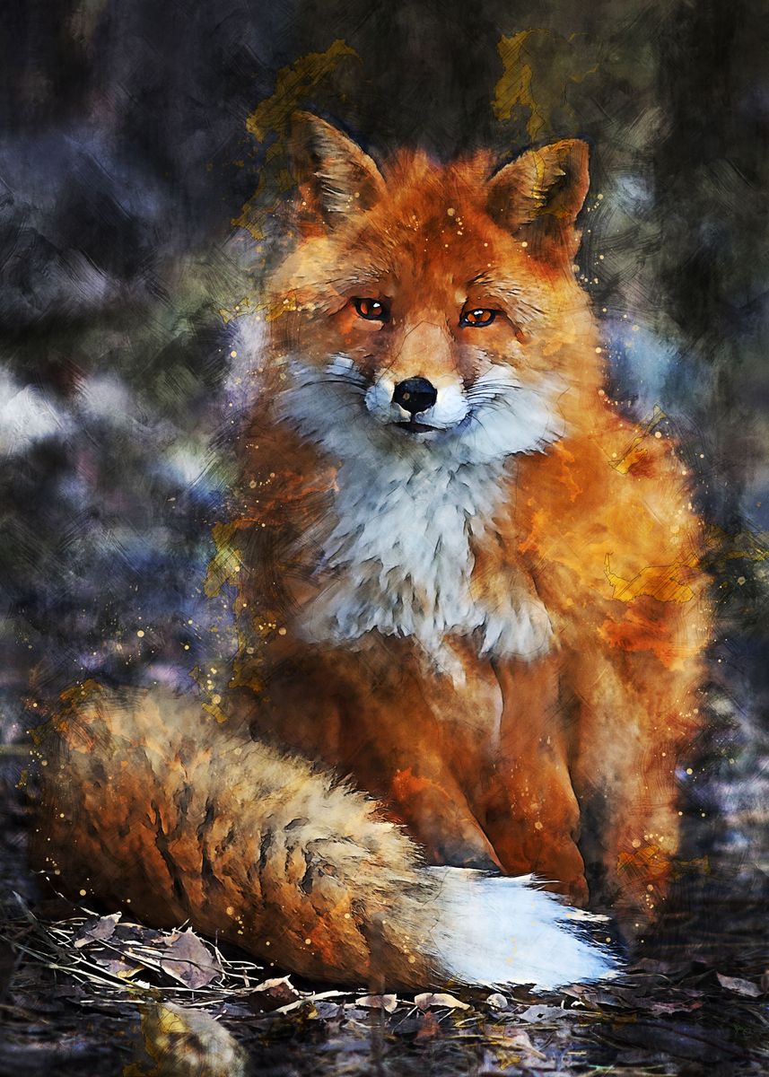 'Fox 3' Poster, picture, metal print, paint by VM Designs | Displate