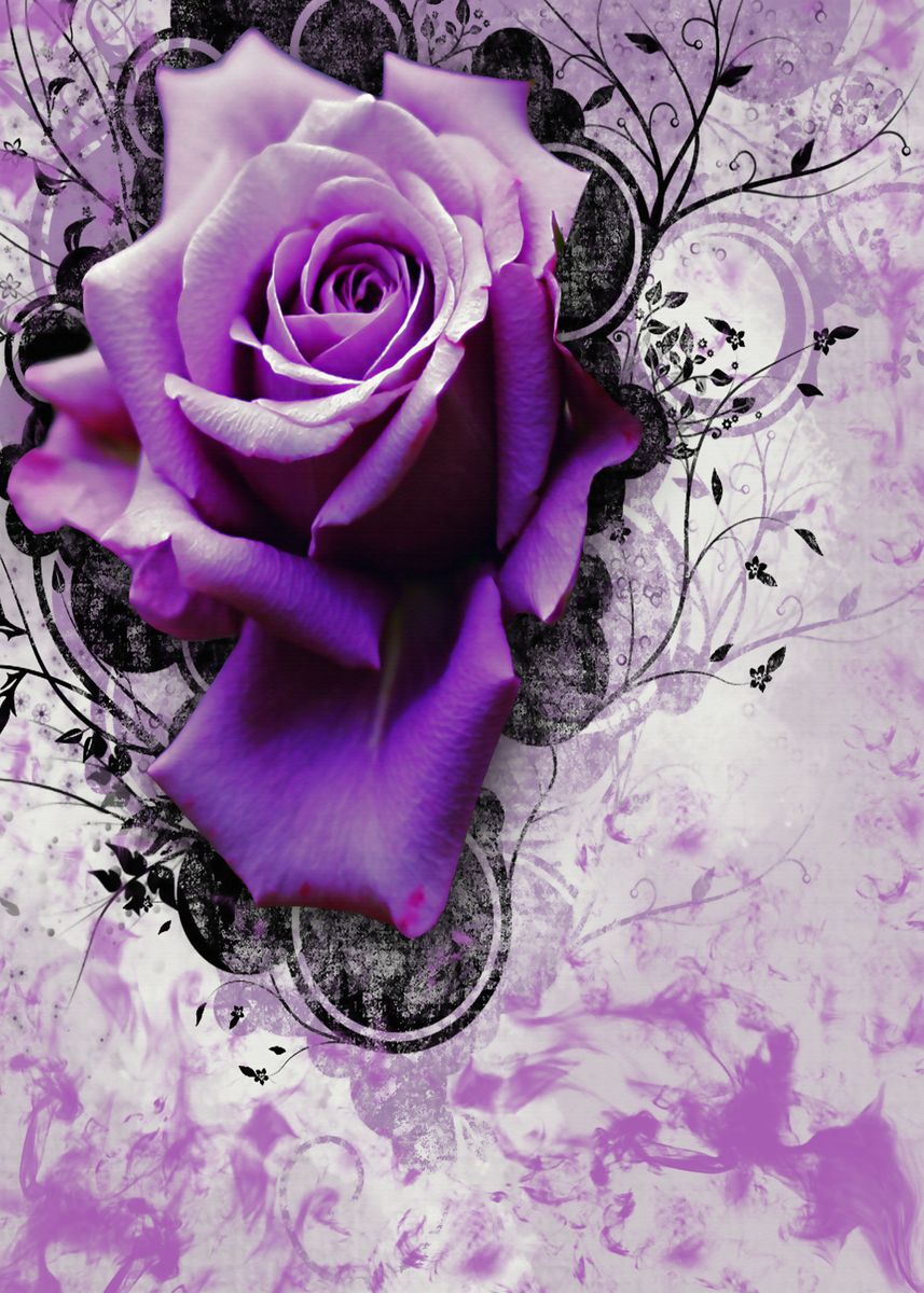 'Violet Rose' Poster, picture, metal print, paint by Pikaso Fantasy ...