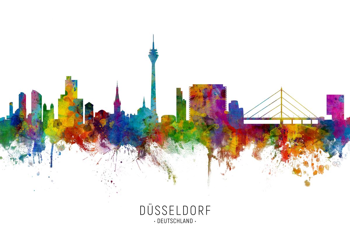 'Dusseldorf Skyline' Poster by Michael Tompsett | Displate