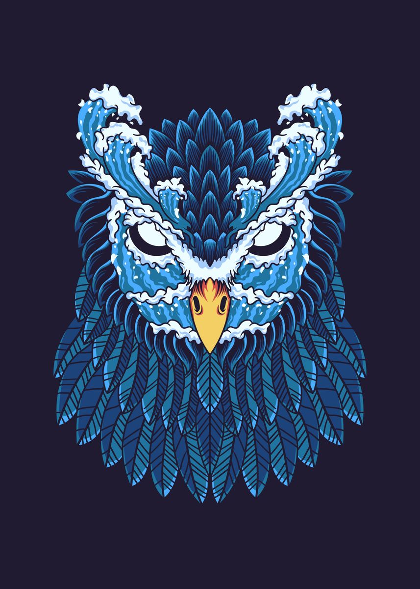 'Owl wave element' Poster by egi almujaddidi | Displate