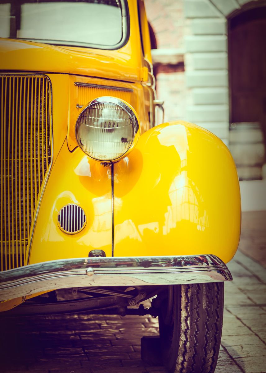 'Vintage Yellow Car' Poster, picture, metal print, paint by Paulix Bed ...