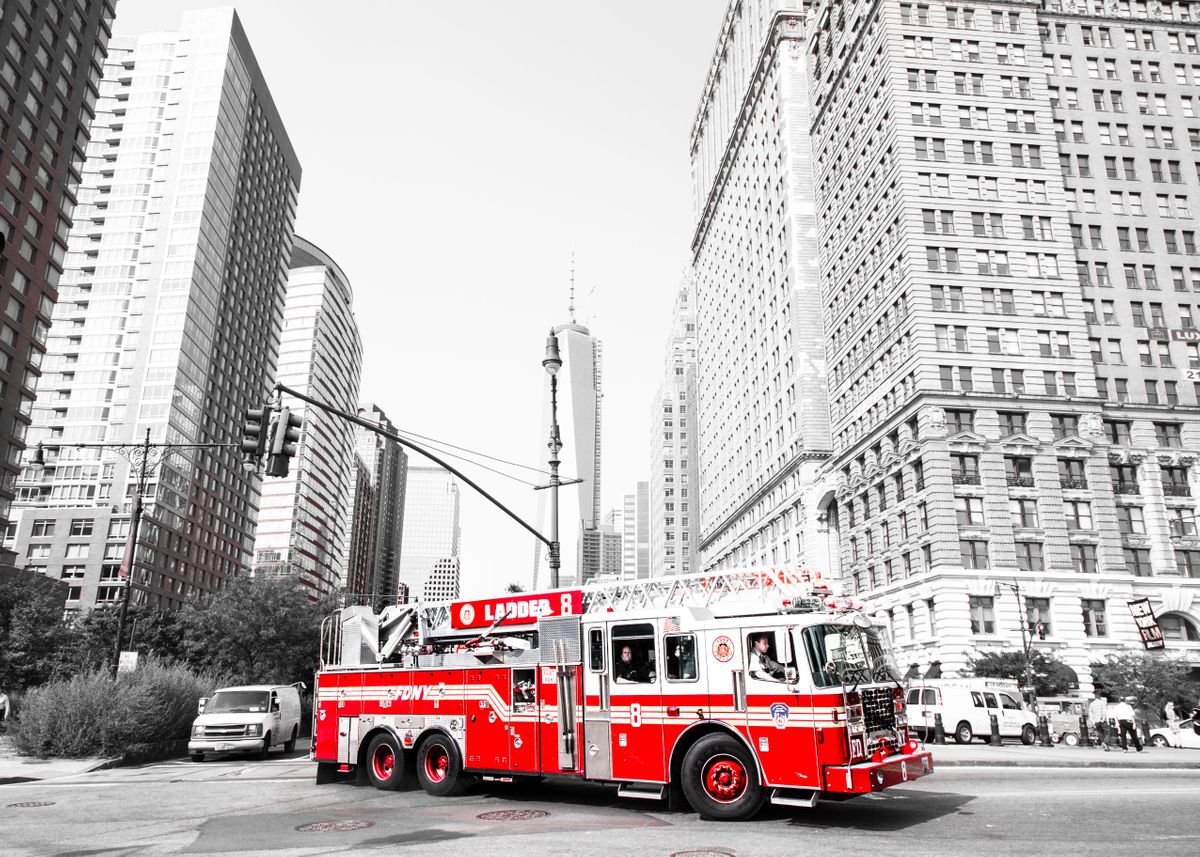 'Freedom Tower Fire engine' Poster by Surendran Krishanthan | Displate
