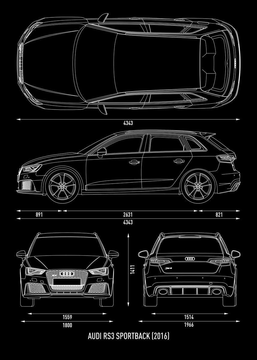 'Audi RS3 Sportback 2016' Poster, picture, metal print, paint by rocket ...