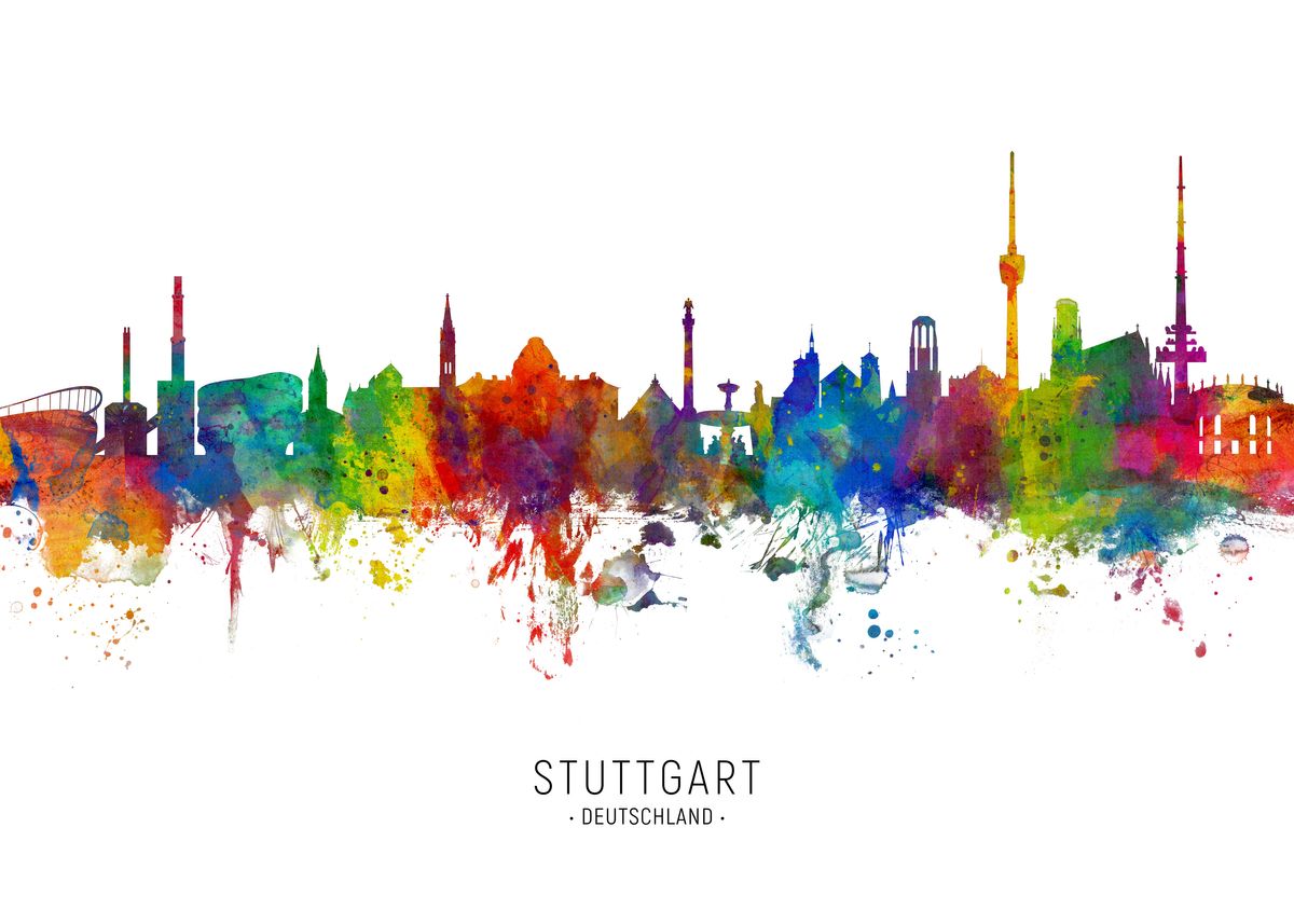 'Stuttgart Skyline' Poster by Michael Tompsett | Displate