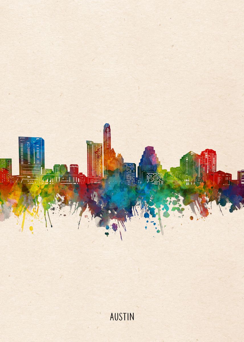 'austin watercolor' Poster by Bekim Art | Displate